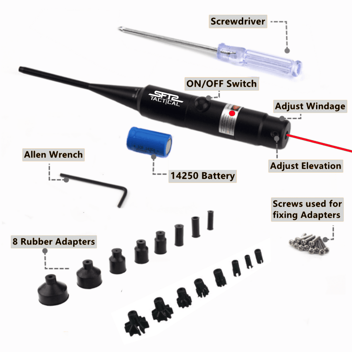SFT2 Tactical Universal Laser Bore Sighter for .22 to .50 Caliber Scop