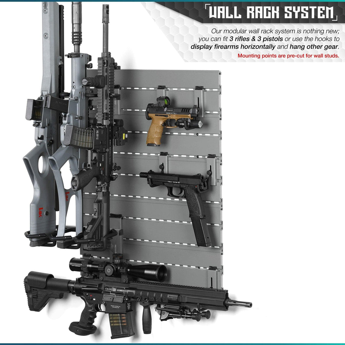Wall Rack System – 5 Panel | Modular Gun Room Display Rack | SFT2 Tactical