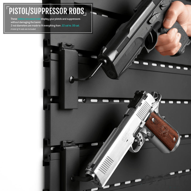Home / PRODUCTS / Wall Rack System - Adjustable Pistol & Suppressor Rod ...