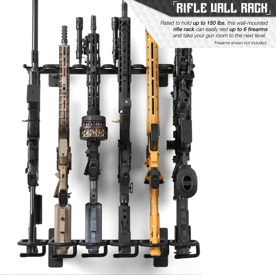 6 Rifle Wall Rack | Heavy-Duty Wall-Mounted Gun Display | SFT2 Tactical