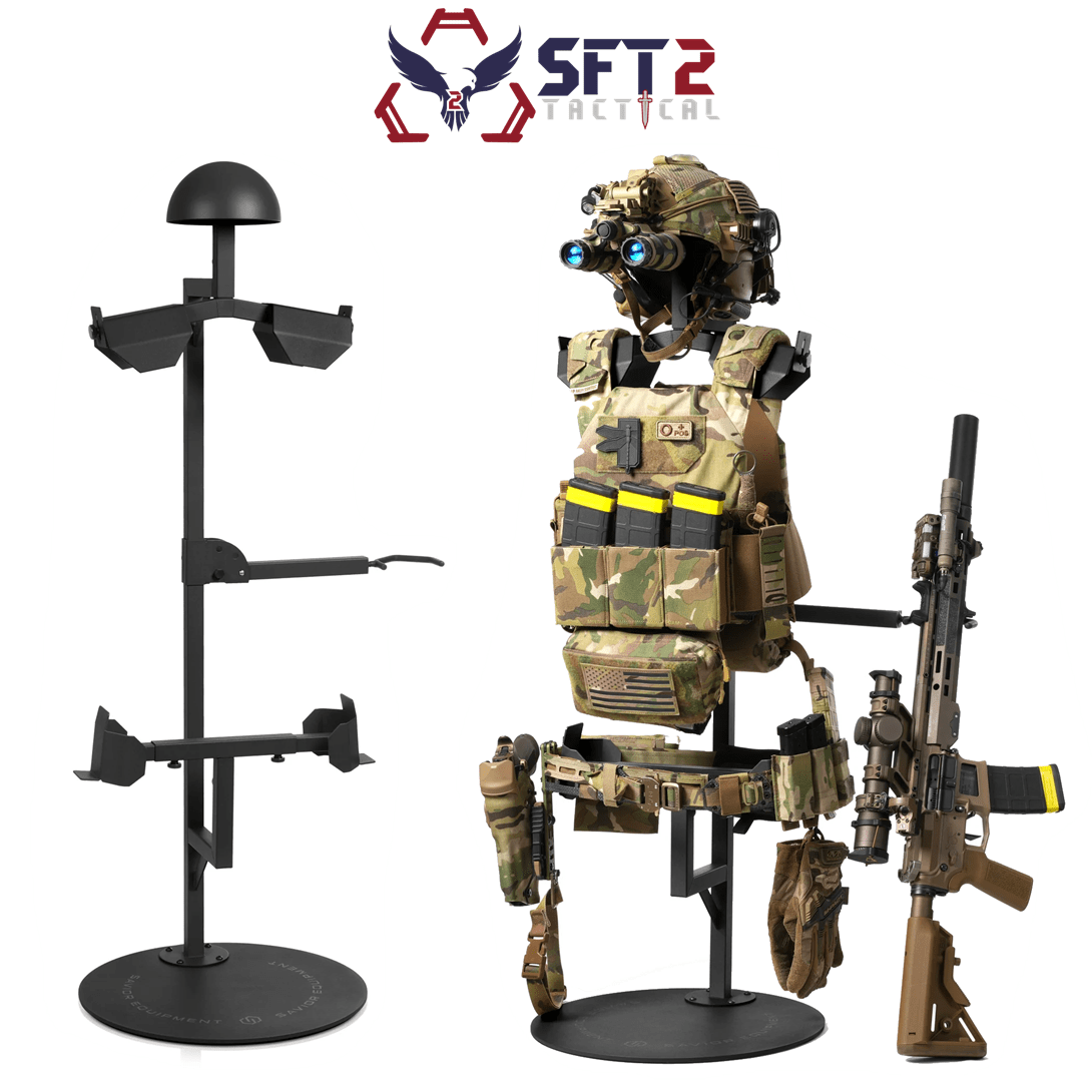 Tactical Gear Stand Gen 2 | Plate Carrier & Rifle Display | SFT2 Tactical