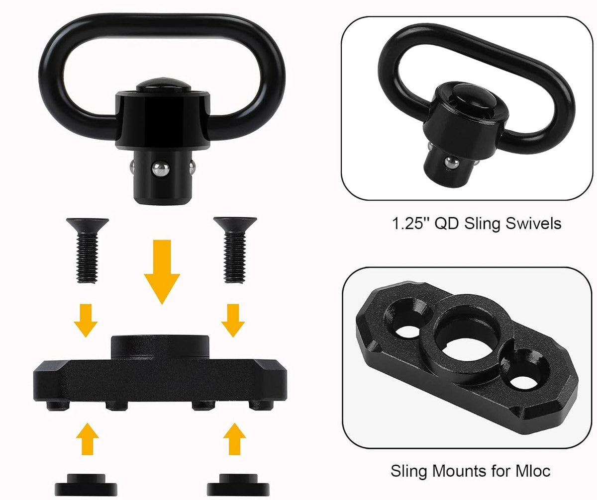 Multi Mission QD Sling Swivel Push Button Swivel Attachment (Both Ends ...